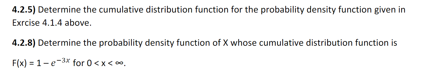 4 2 5 Determine The Cumulative Distribution Function