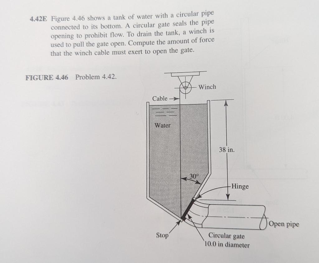 Solved 4.42E Figure 4.46 shows a tank of water with a | Chegg.com