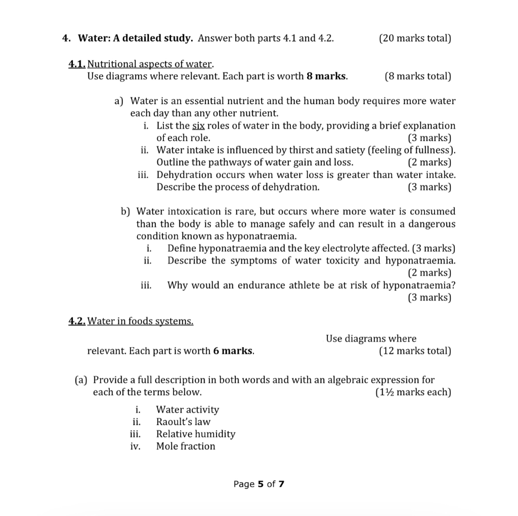 4. Water: A detailed study. Answer both parts 4.1 and | Chegg.com