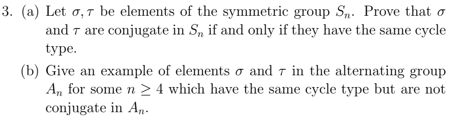 Solved (a) Let σ,τ be elements of the symmetric group Sn. | Chegg.com