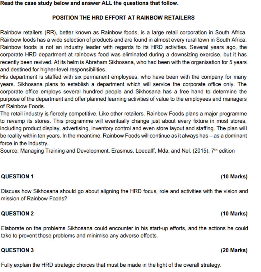 Solved Read the case study below and answer ALL the | Chegg.com