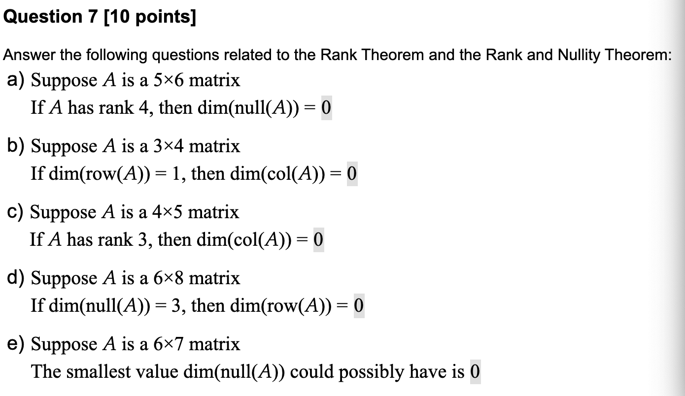 Solved Answer the following questions related to the Rank | Chegg.com