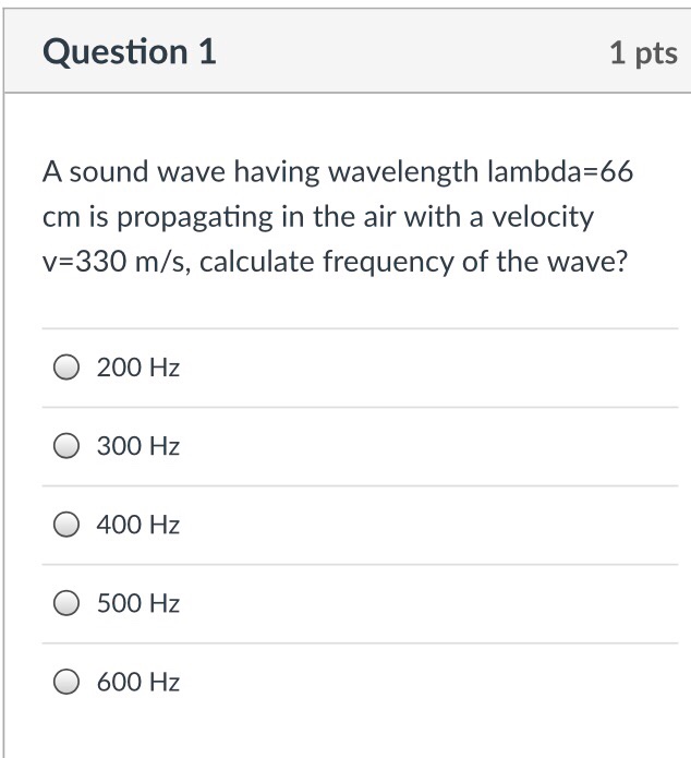 Solved A sound wave having wavelength lambda=66 cm is | Chegg.com