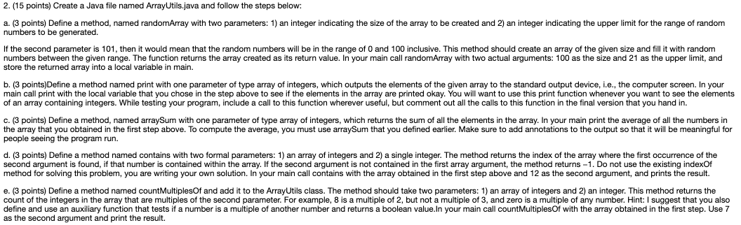 Solved 2. (15 points) Create a Java file named | Chegg.com