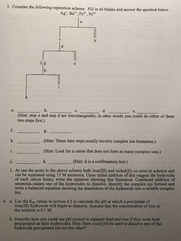 Solved 3. Consider the following separation scheme. Fill in | Chegg.com