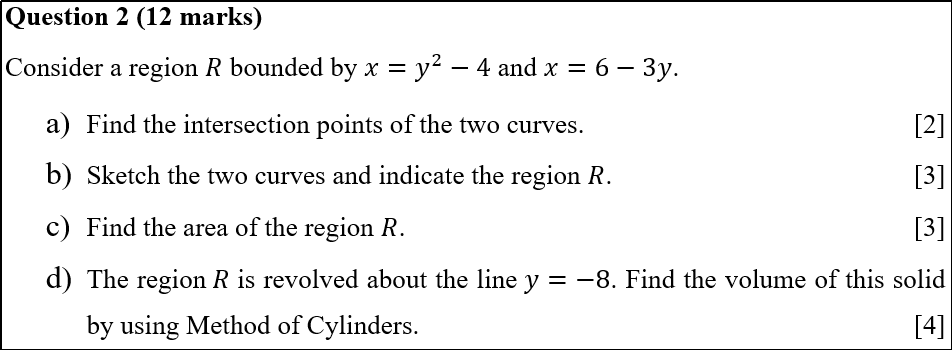 Solved Question 2 (12 marks) Consider a region R bounded by | Chegg.com