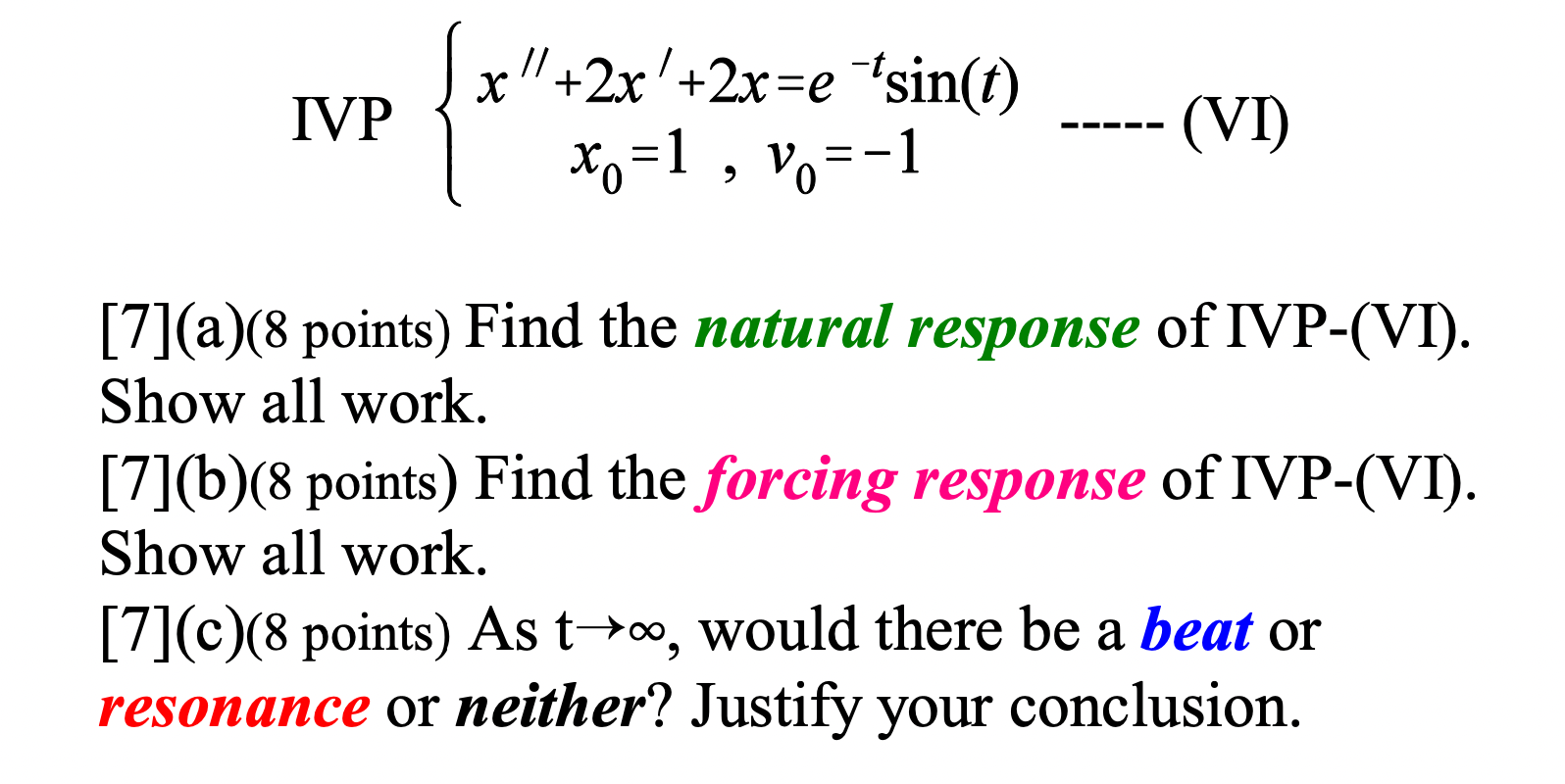 Solved 7(8 ﻿points) ﻿Find the natural response of | Chegg.com