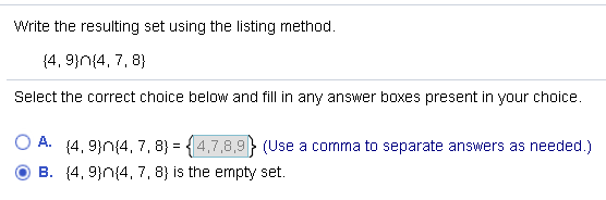 Solved Write the resulting set using the listing method. | Chegg.com