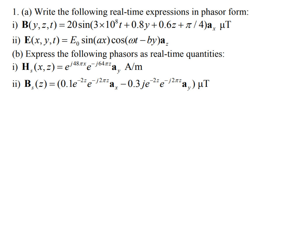 Solved 1. (a) Write the following real-time expressions in | Chegg.com