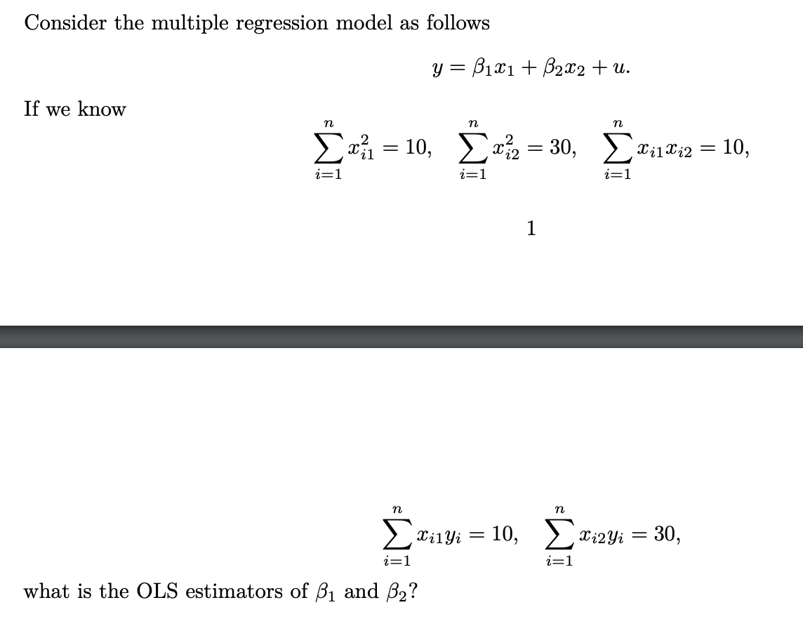 Solved Consider the multiple regression model as follows | Chegg.com