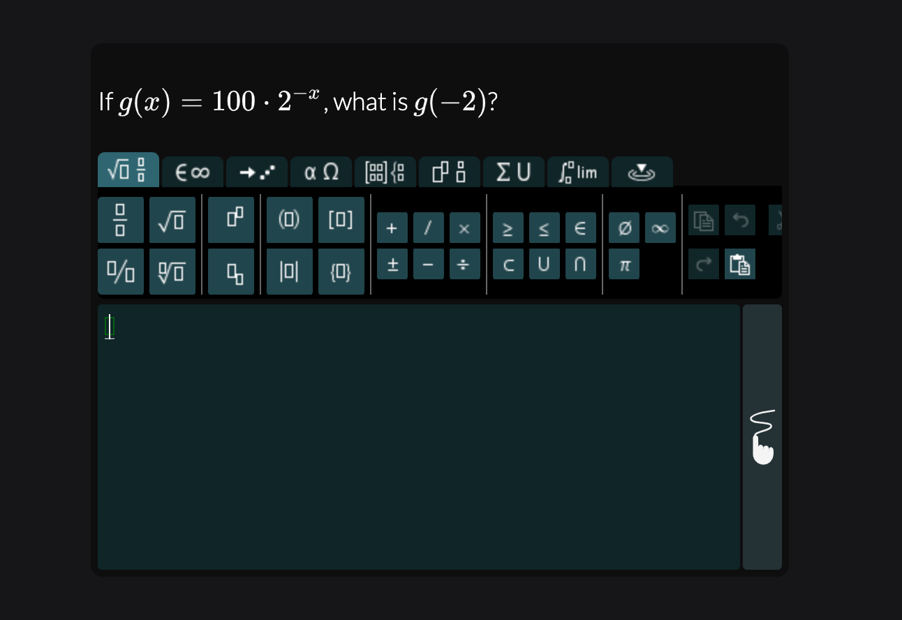 Solved g(x)=100⋅2−x | Chegg.com