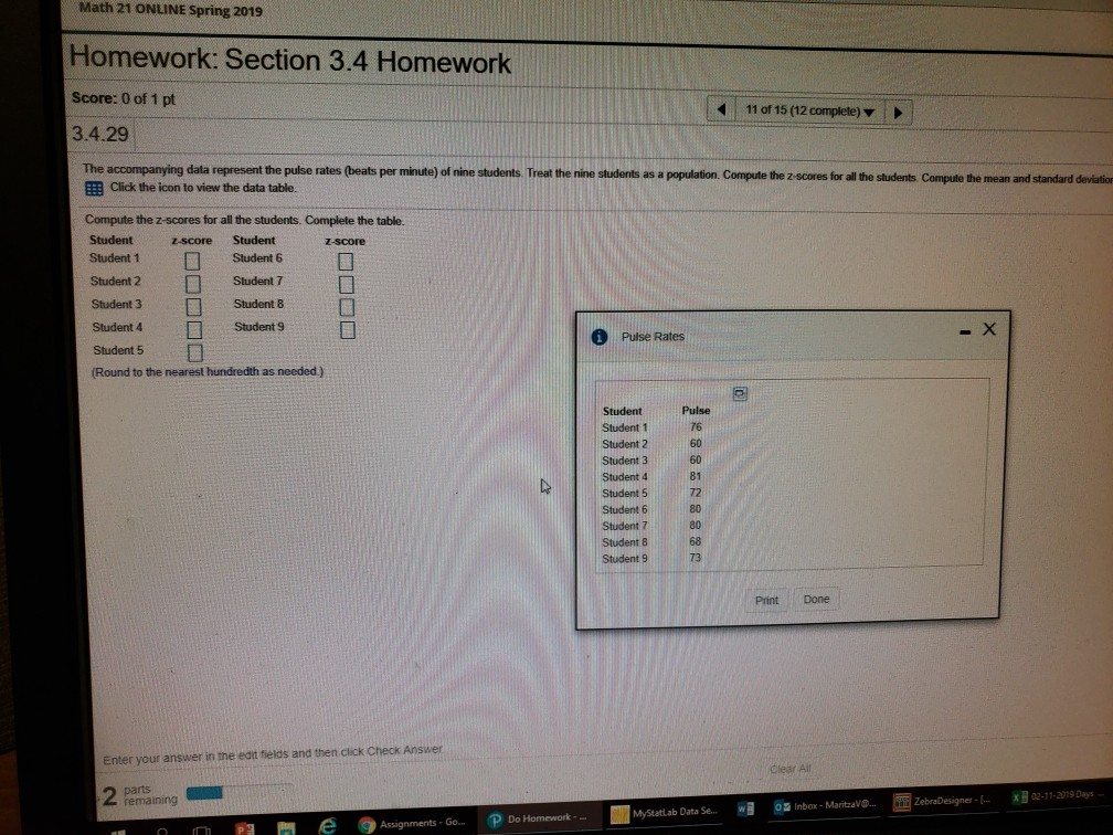 Solved Math 21 ONLINE Spring 2019 Homework: Section 3.4 | Chegg.com