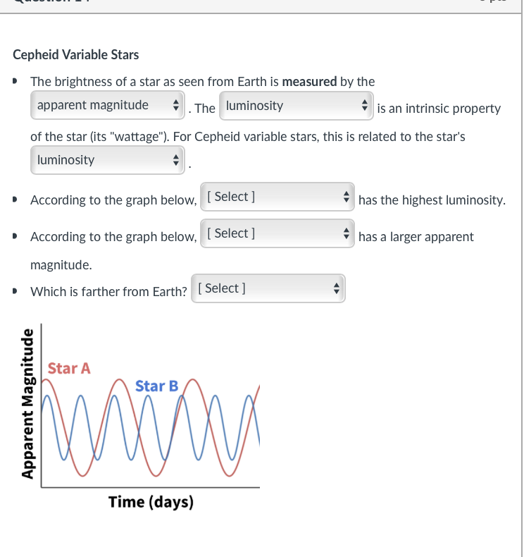 Solved Cepheid Variable Stars - The brightness of a star as | Chegg.com