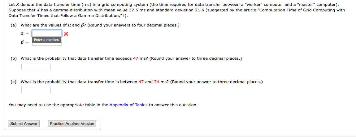 Solved Let X denote the data transfer time (ms) in a grid | Chegg.com