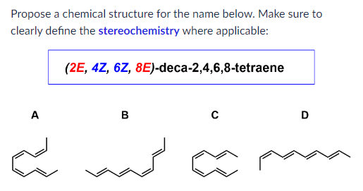 Solved Propose a chemical structure for the name below. Make | Chegg.com