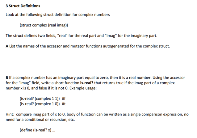 Solved 3 Struct Definitions Look at the following struct | Chegg.com