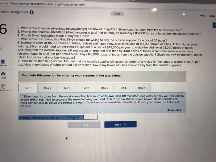 Solved ter 12 Assignment Saved Help Sav Silven Industries, | Chegg.com