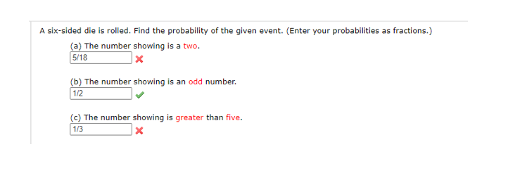 Solved A six-sided die is rolled. Find the probability of | Chegg.com