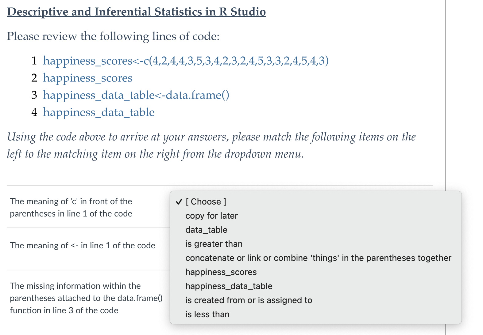 Solved Descriptive and Inferential Statistics in R Studio | Chegg.com