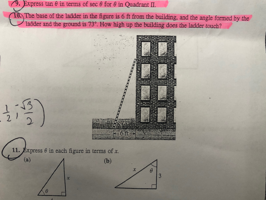 Solved Express tan θ in terms of sec θ for θ in Quadrant 11. | Chegg.com