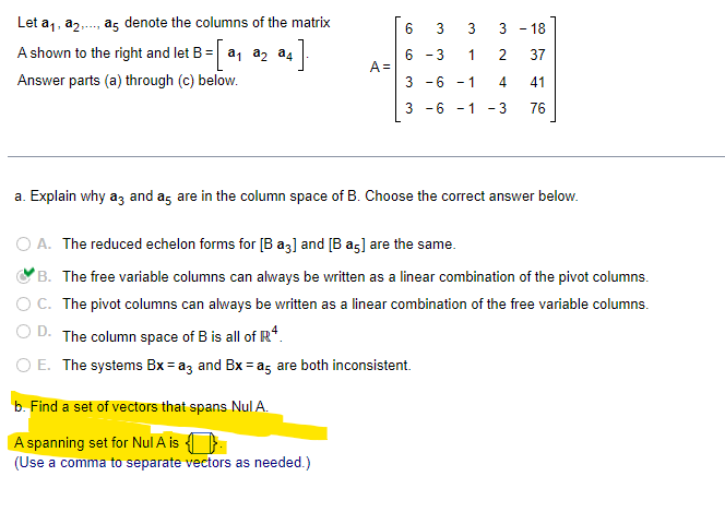 Solved Let a1,a2,…,a5 denote the columns of the matrix A | Chegg.com