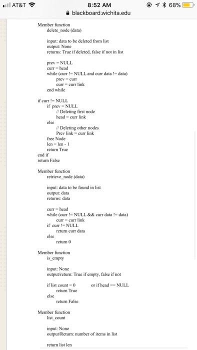 Solved Turn this pseudo code (algorithm) of theses member | Chegg.com
