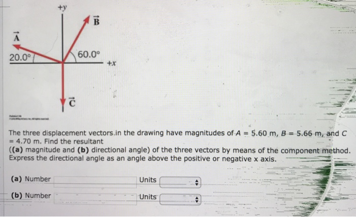 Solved 60.0° The three displacement vectors.in the drawing | Chegg.com
