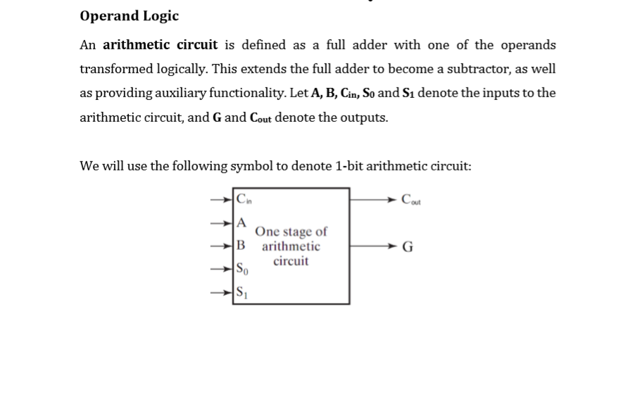 Solved 1-bit Arithmetic Circuit Full Adder A full adder is a | Chegg.com