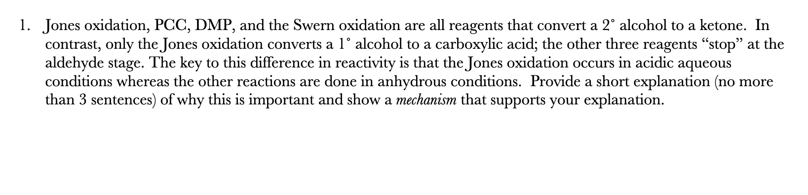 Solved Jones oxidation, PCC, DMP, and the Swern oxidation | Chegg.com