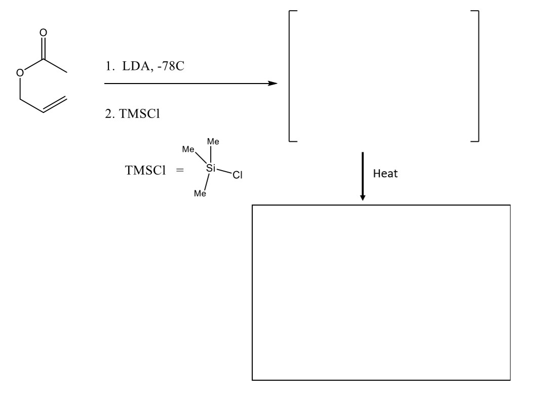 Solved 1. LDA, -78C 2. TMSCI Me Me, TMSCI = $i-ci Heat Me | Chegg.com