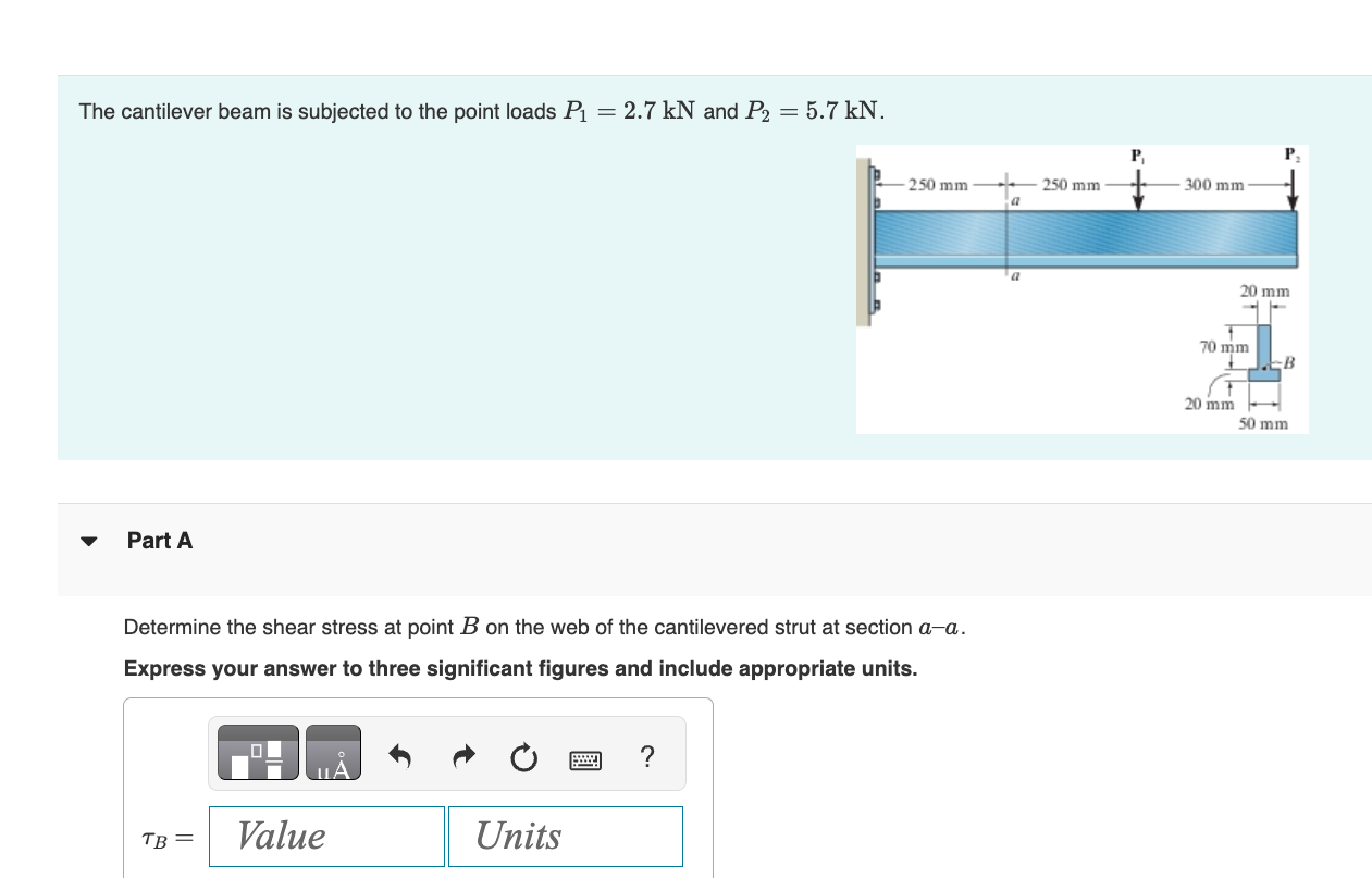 Solved The cantilever beam is subjected to the point loads | Chegg.com