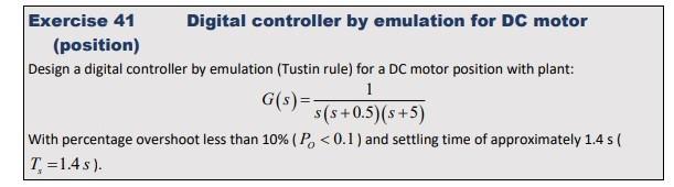 Solved Exercise 41 Digital controller by emulation for DC | Chegg.com