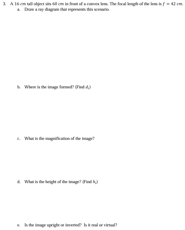 Solved A 16 ﻿cm tall object sits 60 ﻿cm in front of a convex | Chegg.com