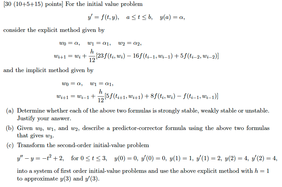 [30(10+5+15) points] For the initial value problem | Chegg.com