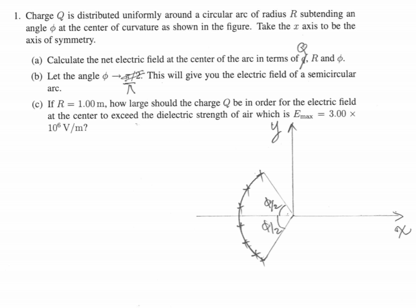 Solved 1. Charge Q is distributed uniformly around a | Chegg.com