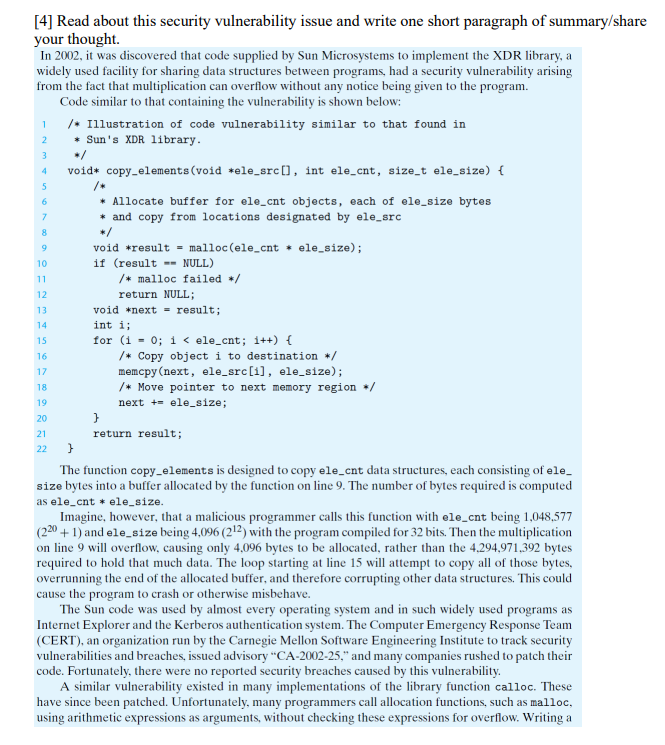 Solved [4] Read about this security vulnerability issue and | Chegg.com