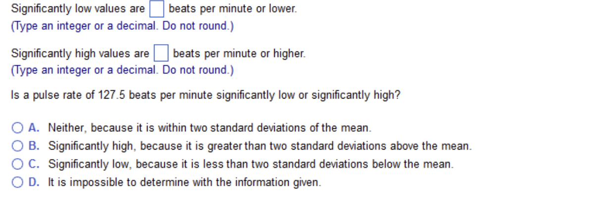 Solved to identify the limits separating values that are | Chegg.com