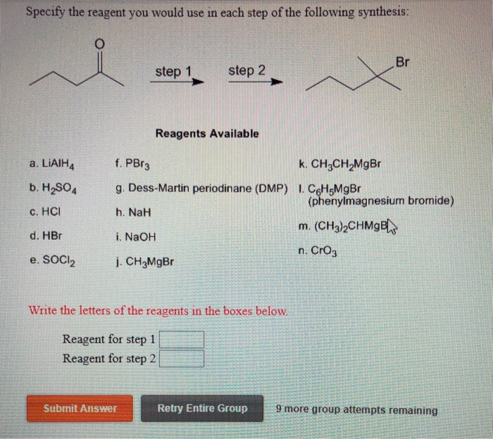 Solved Specify the reagent you would use in each step of the | Chegg.com