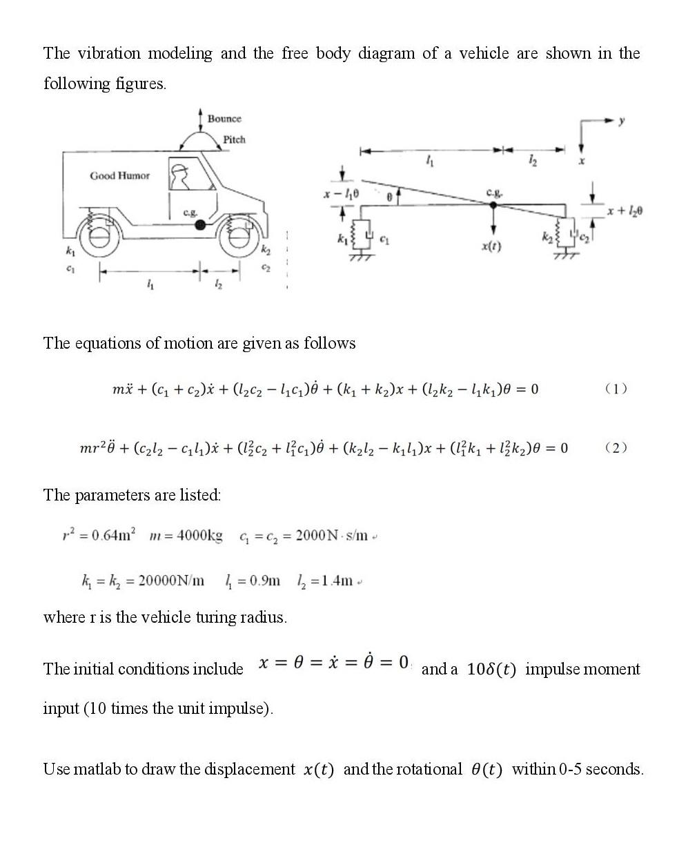 Solved The vibration modeling and the free body diagram of a | Chegg.com