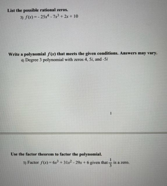 Solved Use the remainder theorem to evaluate the polynomial | Chegg.com