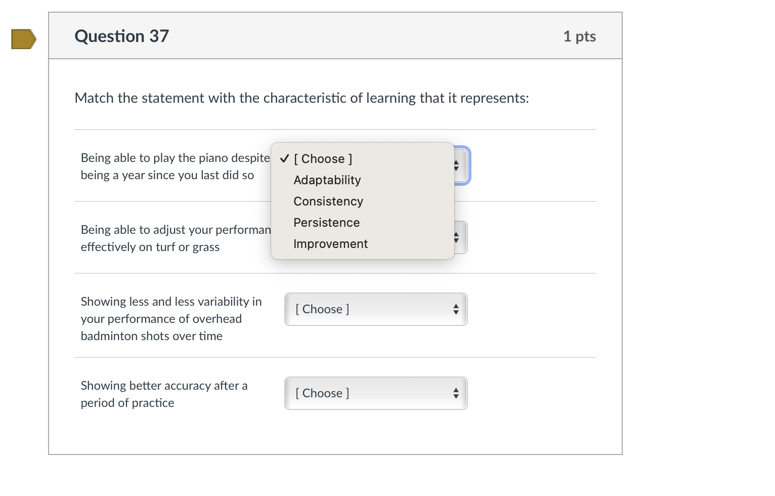 Solved Match the statement with the characteristic of | Chegg.com