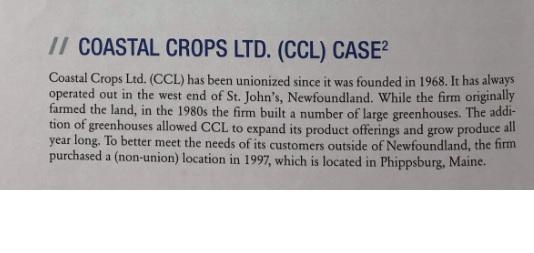 1/ COASTAL CROPS LTD. (CCL) CASE Coastal Crops Ltd. | Chegg.com