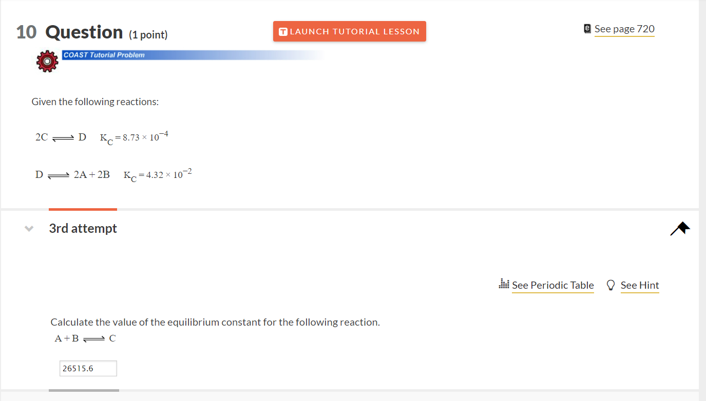 Solved 10 Question (1 point) T LAUNCH TUTORIAL LESSON @ See | Chegg.com