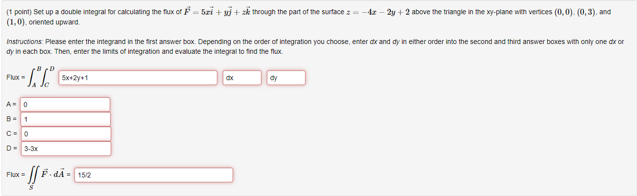 Solved (1 point) Set up a double integral for calculating | Chegg.com