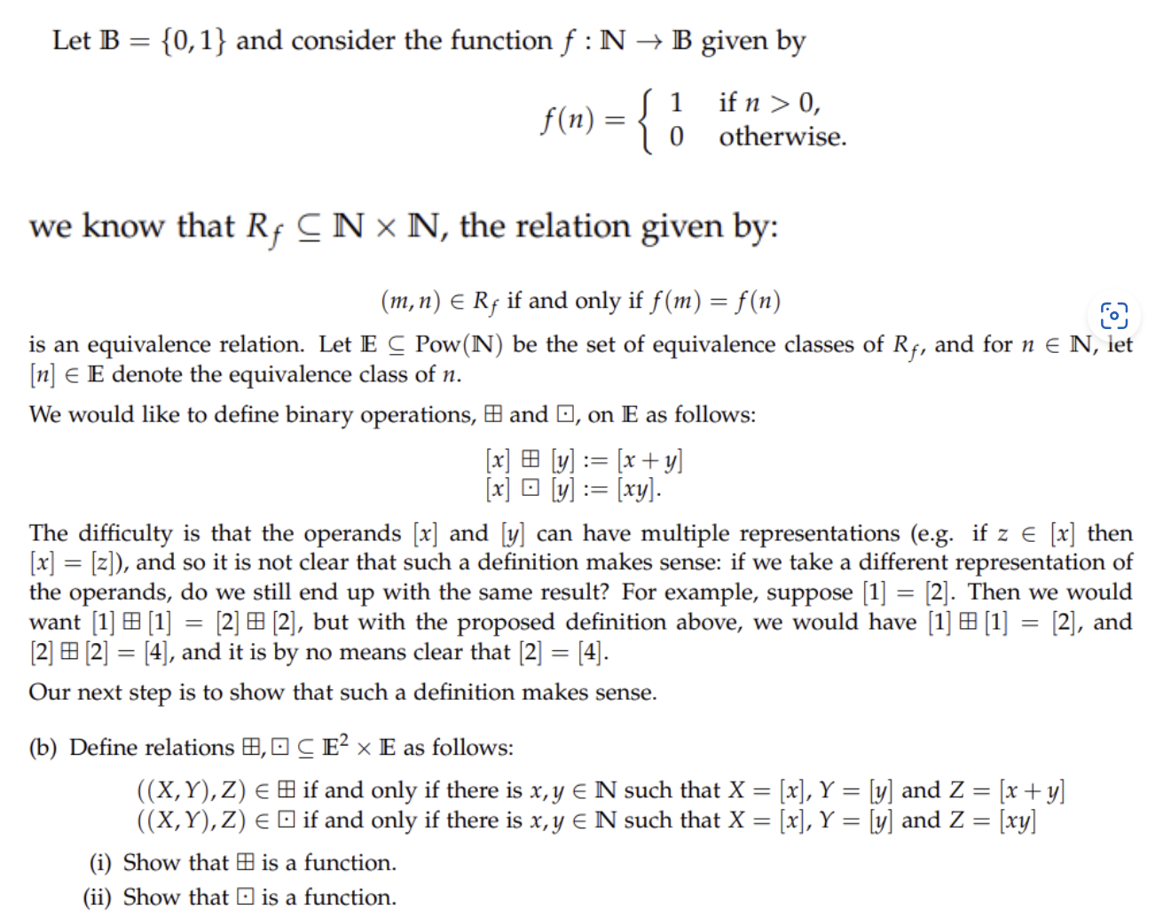 Solved Let B={0,1} and consider the function f:N→B given by | Chegg.com
