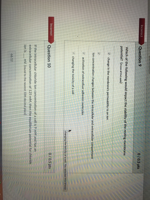 Solved Incorrect Question 9 0/0.5 pts Which of the following | Chegg.com