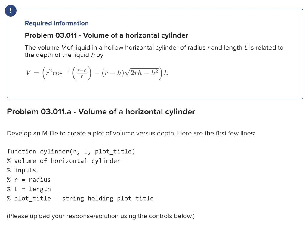 Solved Required information Problem 03.011 - Volume of a | Chegg.com