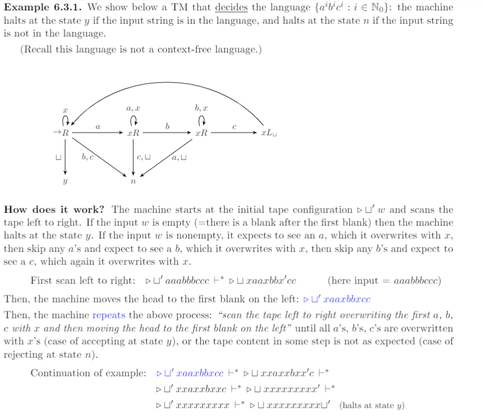Solved Consider the TM in Example 6.3.1 ﻿which decides the | Chegg.com