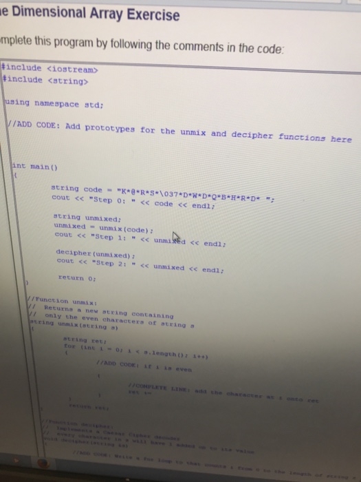 Solved e Dimensional Array Exercise mplete this program by | Chegg.com