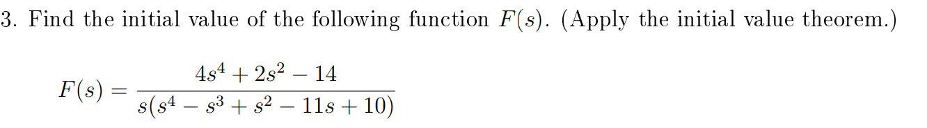 Solved 3. Find the initial value of the following function | Chegg.com